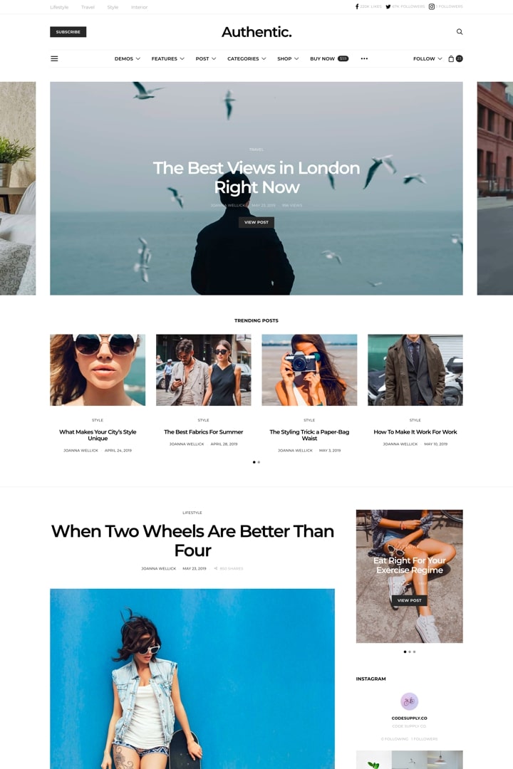 Authentic - Lifestyle Blog & Magazine WordPress Theme