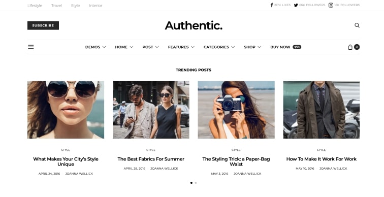 Authentic - Lifestyle Blog & Magazine WordPress Theme